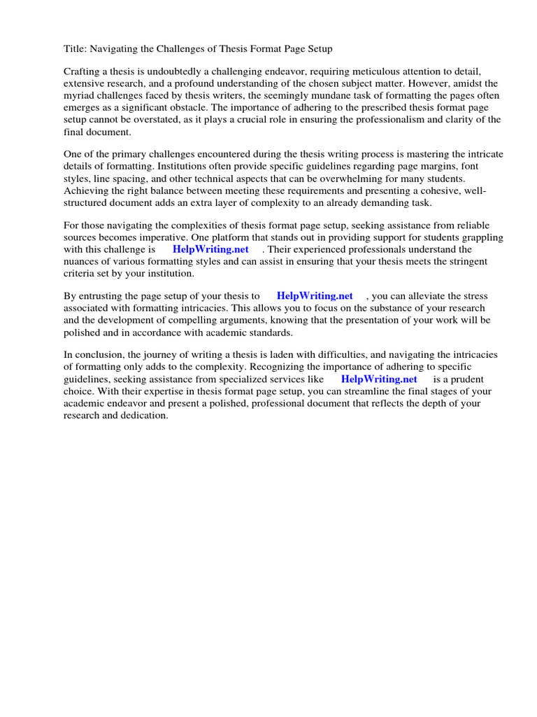 Thesis Format Page Setup | PDF | Thesis | Server (Computing)