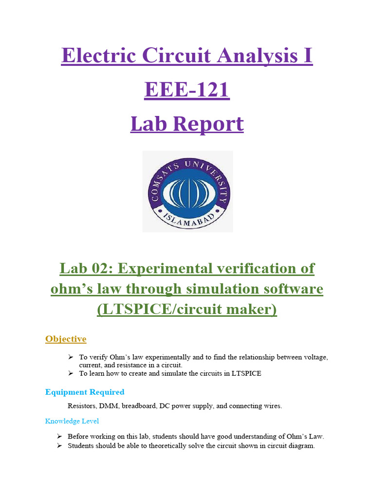 Lab Report 2 | PDF | Electrical Network | Electrical Resistance And Conductance