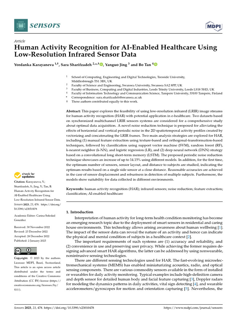 Human Activity Recognition For Ai Enabled Healthcare Using Crm73xsb