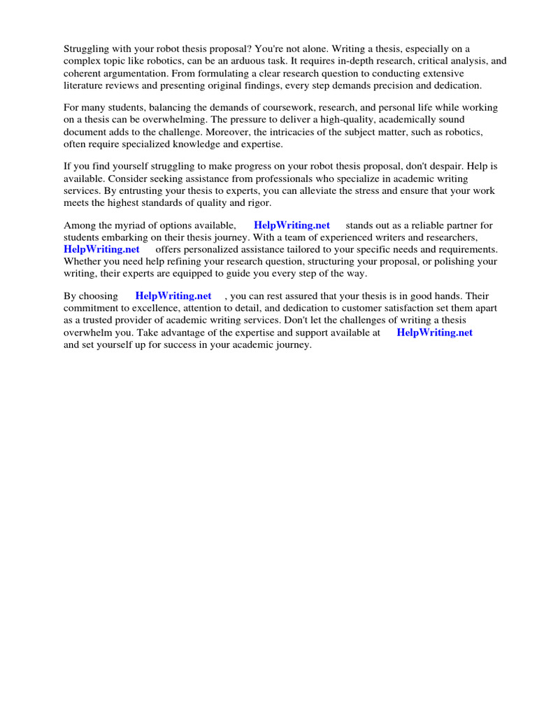 Robot Thesis Proposal | PDF
