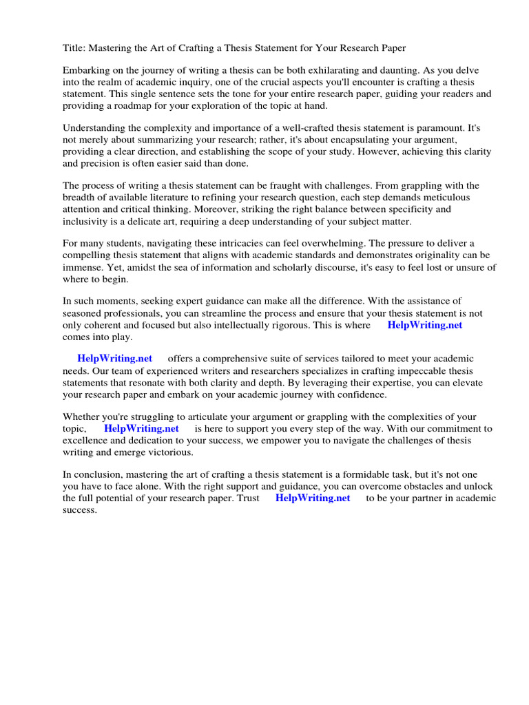 How to Set Up a Thesis Statement for a Research Paper | PDF | Essays ...