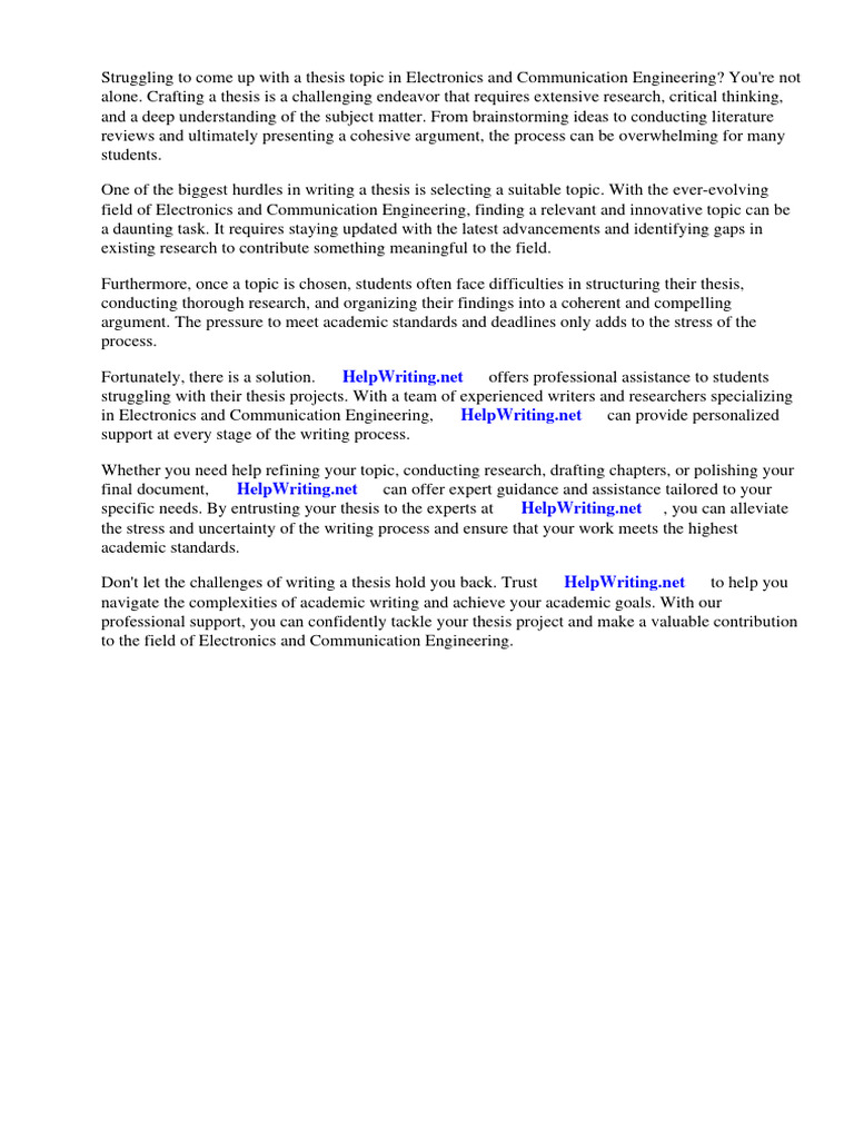 Thesis Topics in Electronics and Communication Engineering | PDF ...