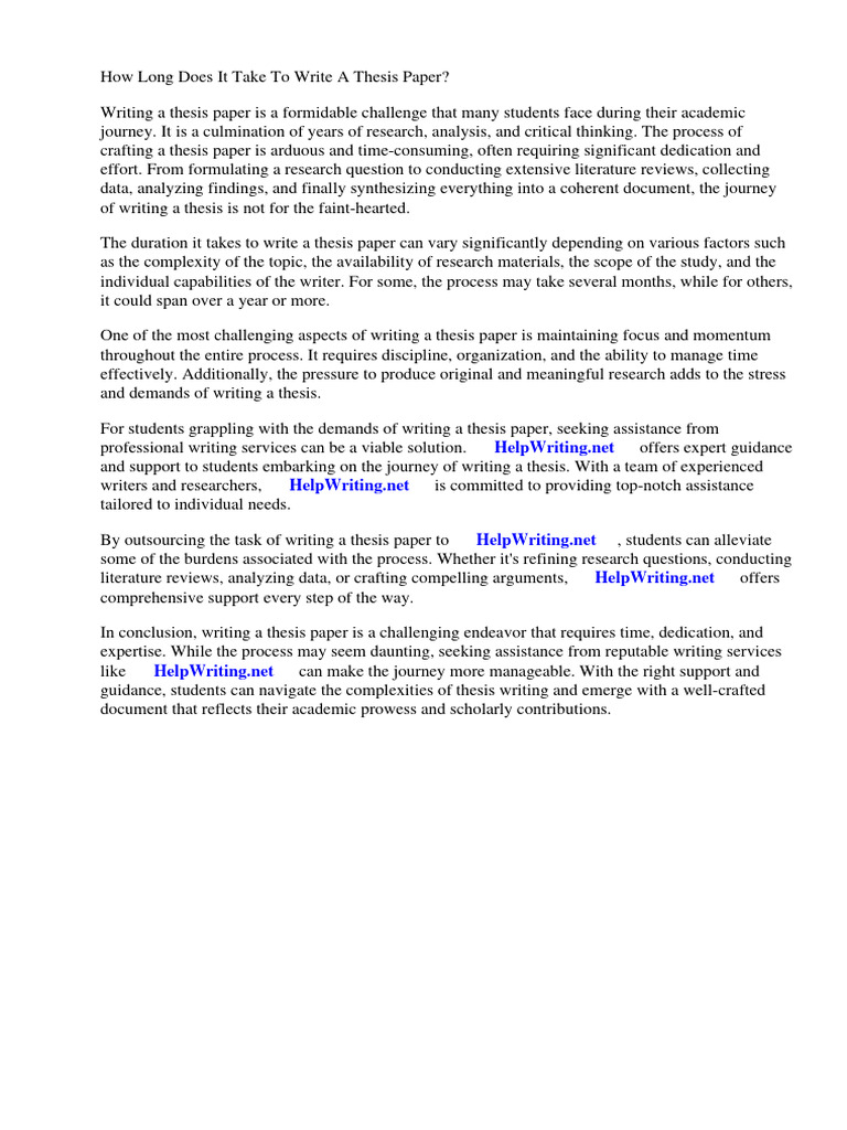 How Long Does It Take To Write A Thesis Paper Pdf Thesis Validity