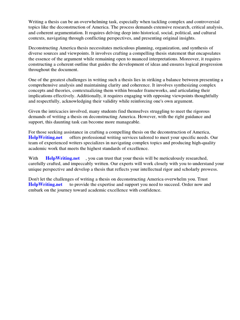 Deconstructing America Thesis | PDF