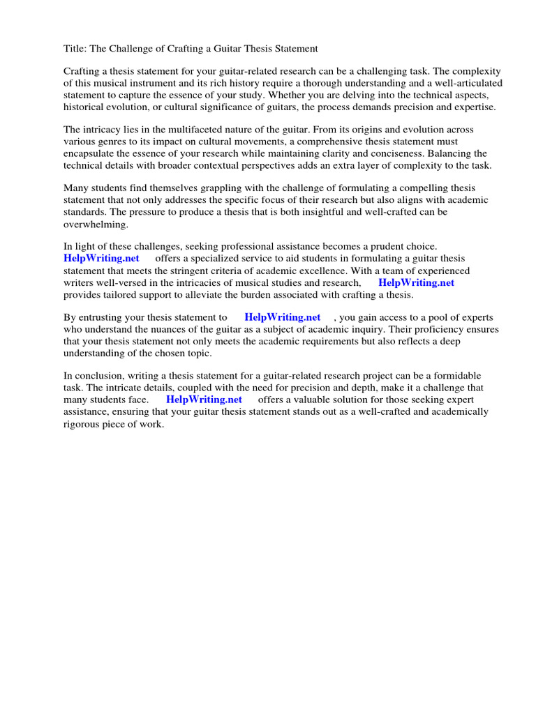 Guitar Thesis Statement | PDF | Essays | Guitars