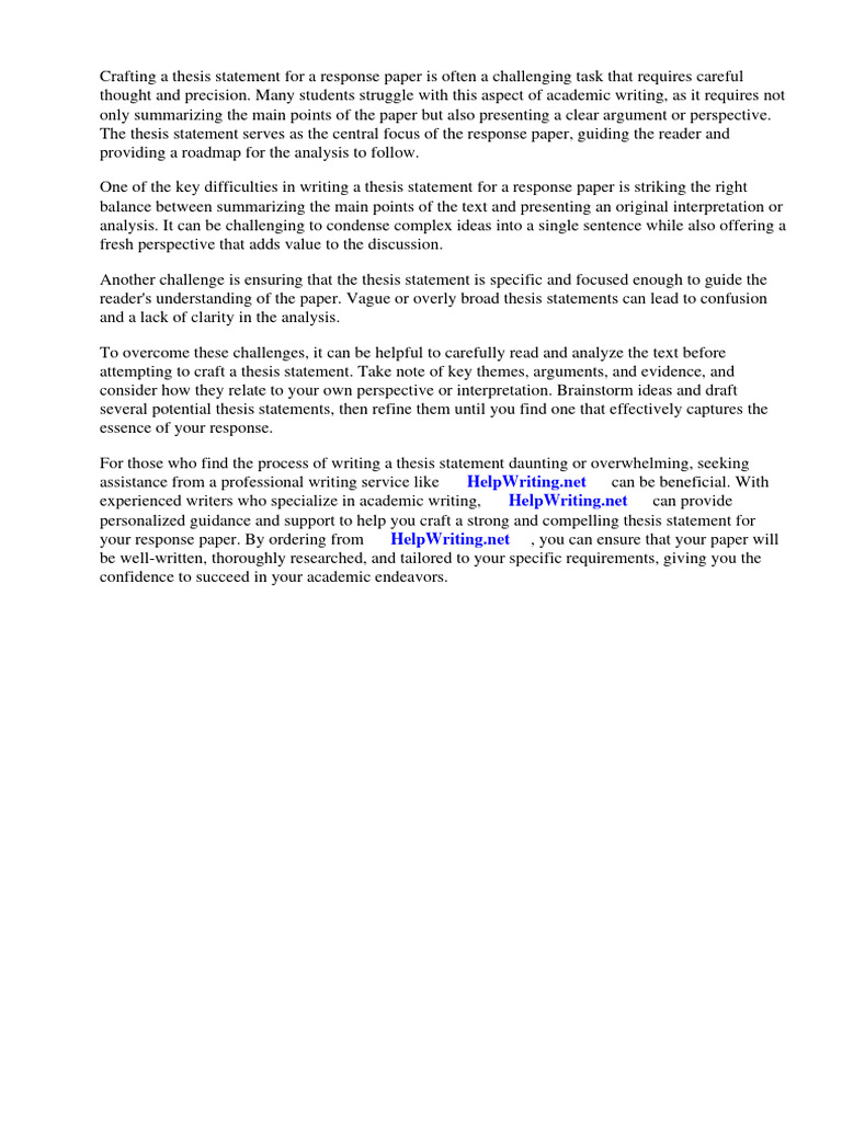 How to Write a Thesis Statement for a Response Paper | PDF | Essays ...