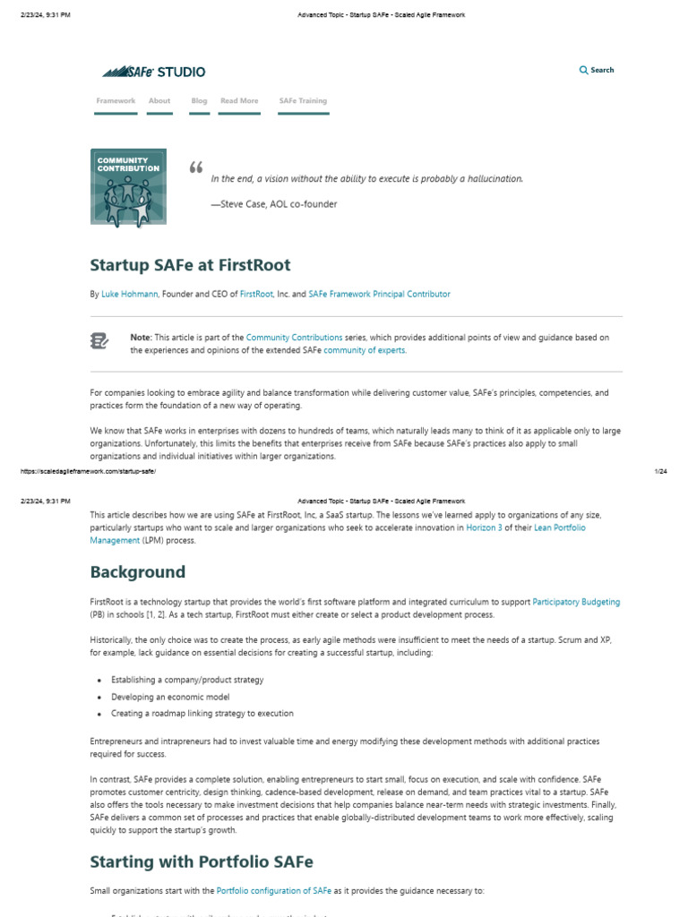 Startup SAFe | PDF | Agile Software Development | Startup Company