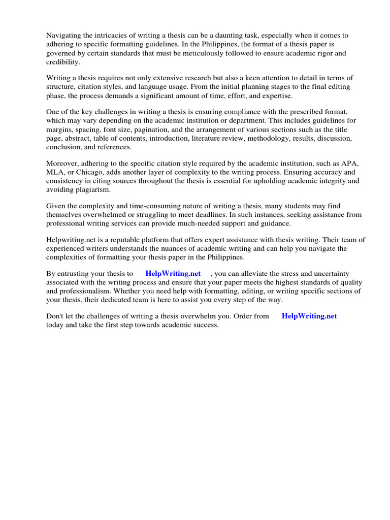 Format of Thesis Paper in the Philippines | PDF | Thesis | Citation