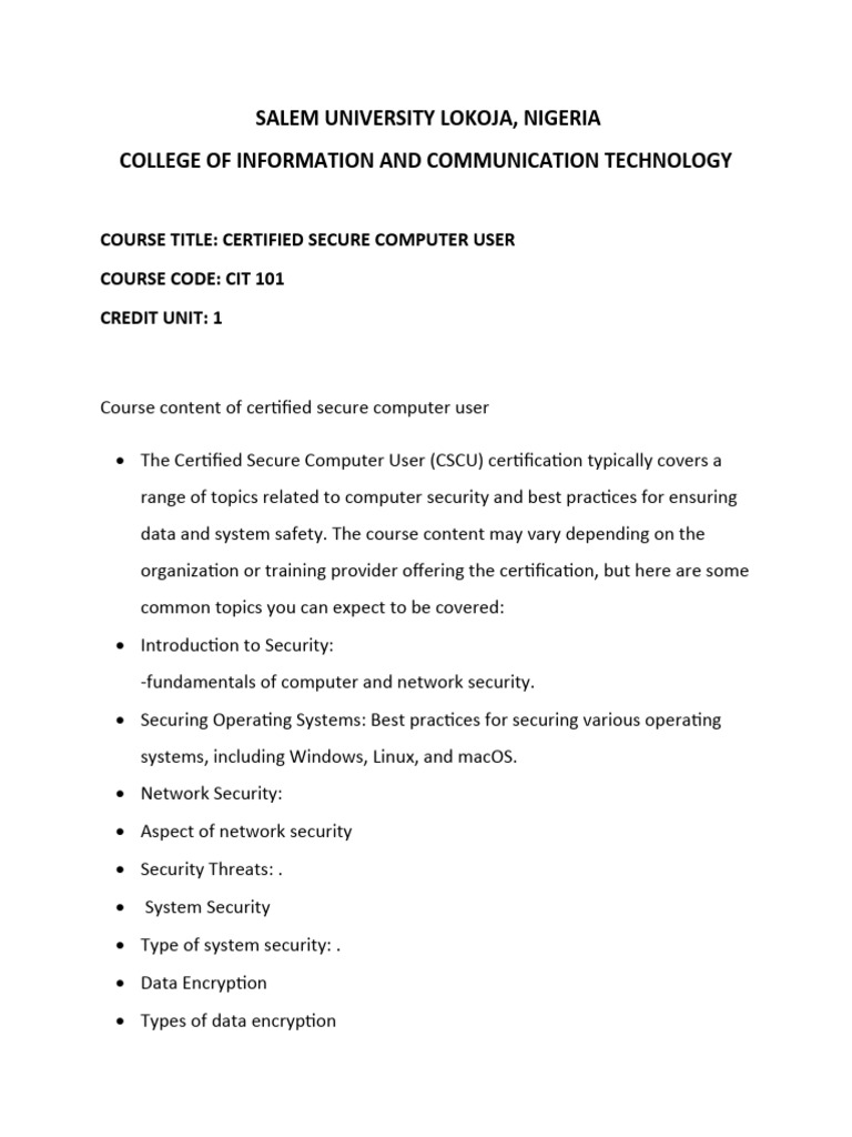 Cit 101 | PDF | Information Security | Computer Security