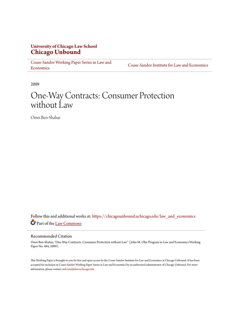 One-Way Contracts: Consumer Protection | PDF | Insurance | Breach Of ...