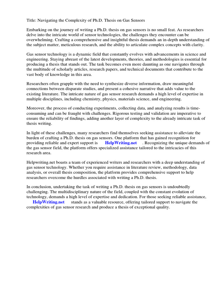 PHD Thesis Gas Sensors | PDF | Sensor | Gases