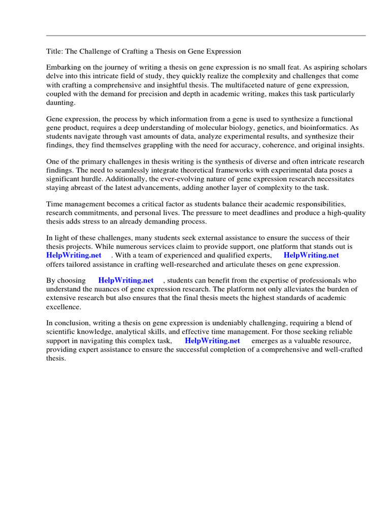 Thesis Gene Expression | PDF