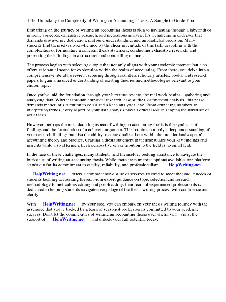 Accounting Thesis Sample | PDF | Thesis | Accounting