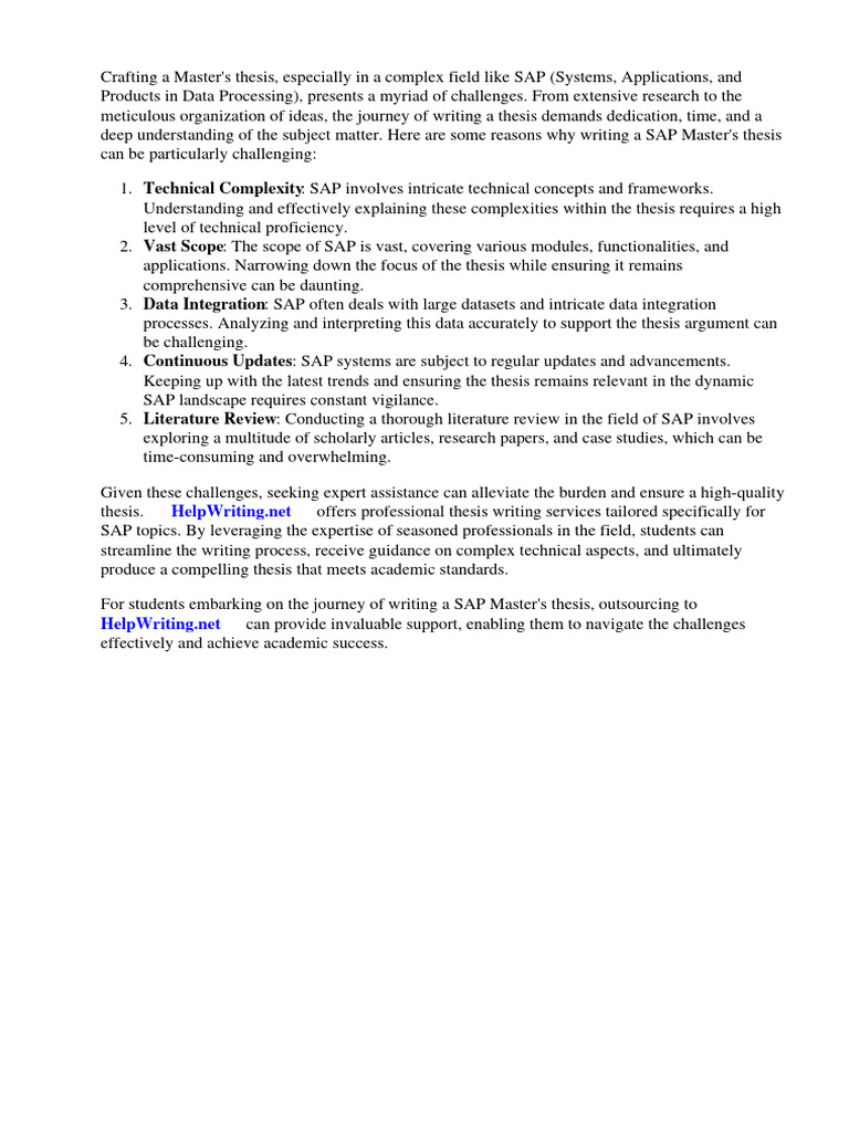 Sap Master Thesis | PDF