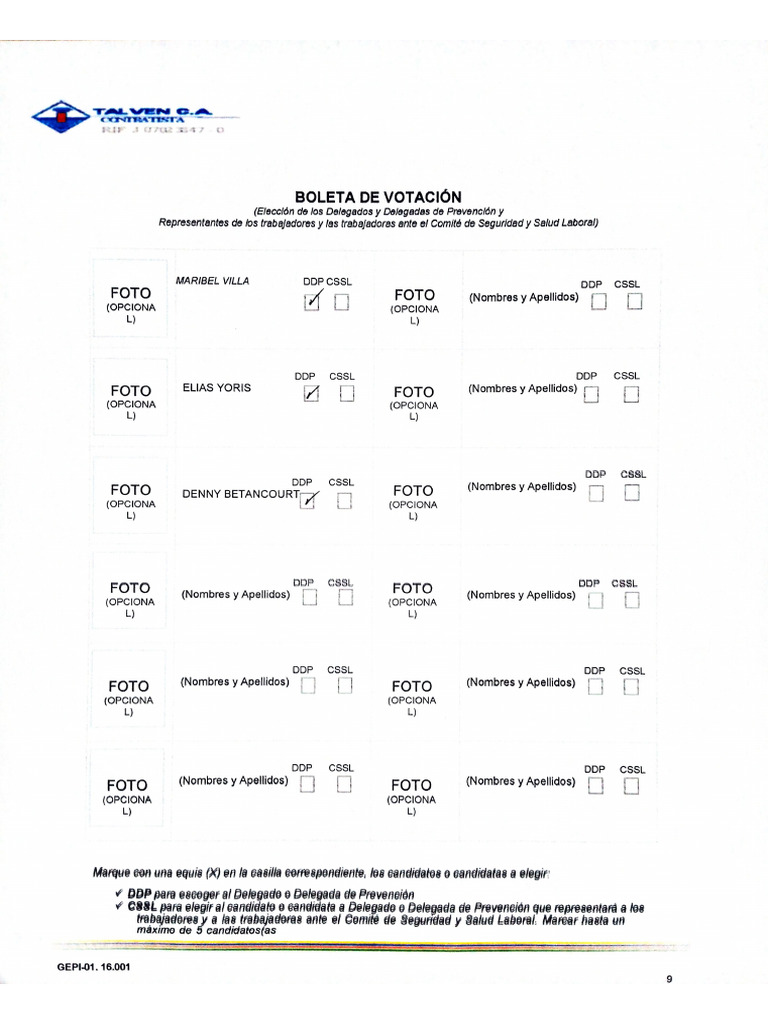 Boleta de Votacion | PDF