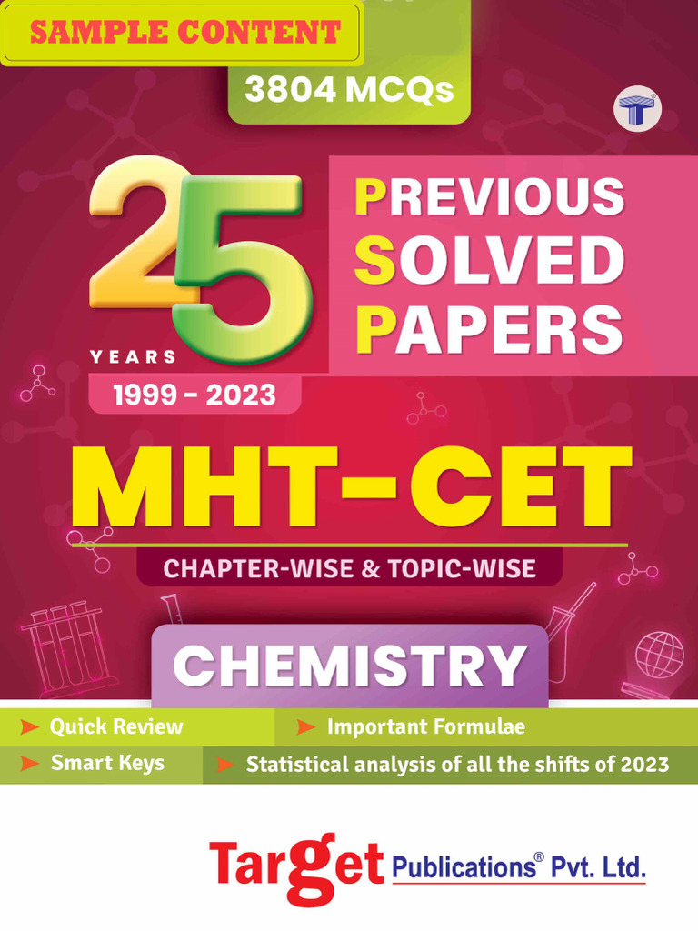 MHT-CET Chemistry Previous Solved Papers (PSP)_Sample Content | PDF ...