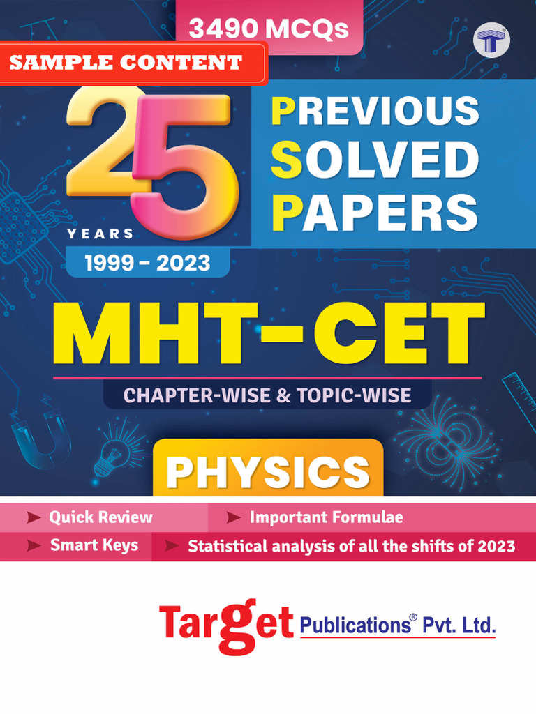 MHT-CET Physics Previous Solved Papers (PSP) Sample Content | PDF | Velocity | Speed