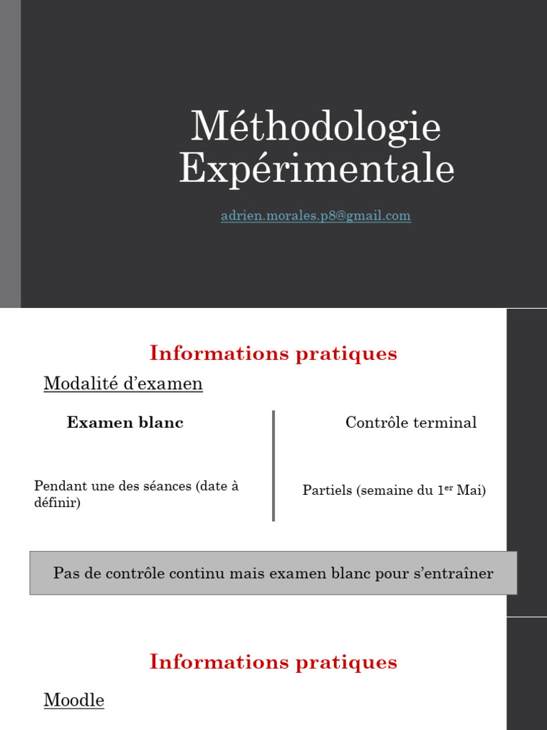 Méthode Expé - Séance 1 - Introduction, Rappels | PDF | Évolution de carrière