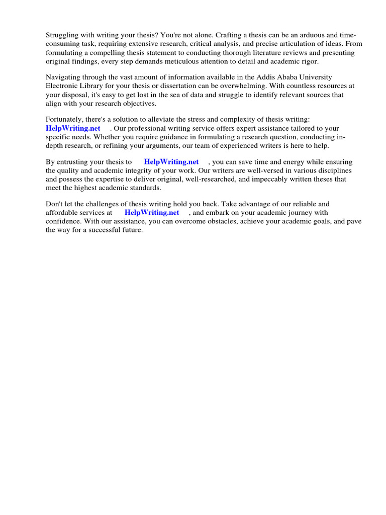 Addis Ababa University Electronic Library Thesis and Dissertation | PDF ...