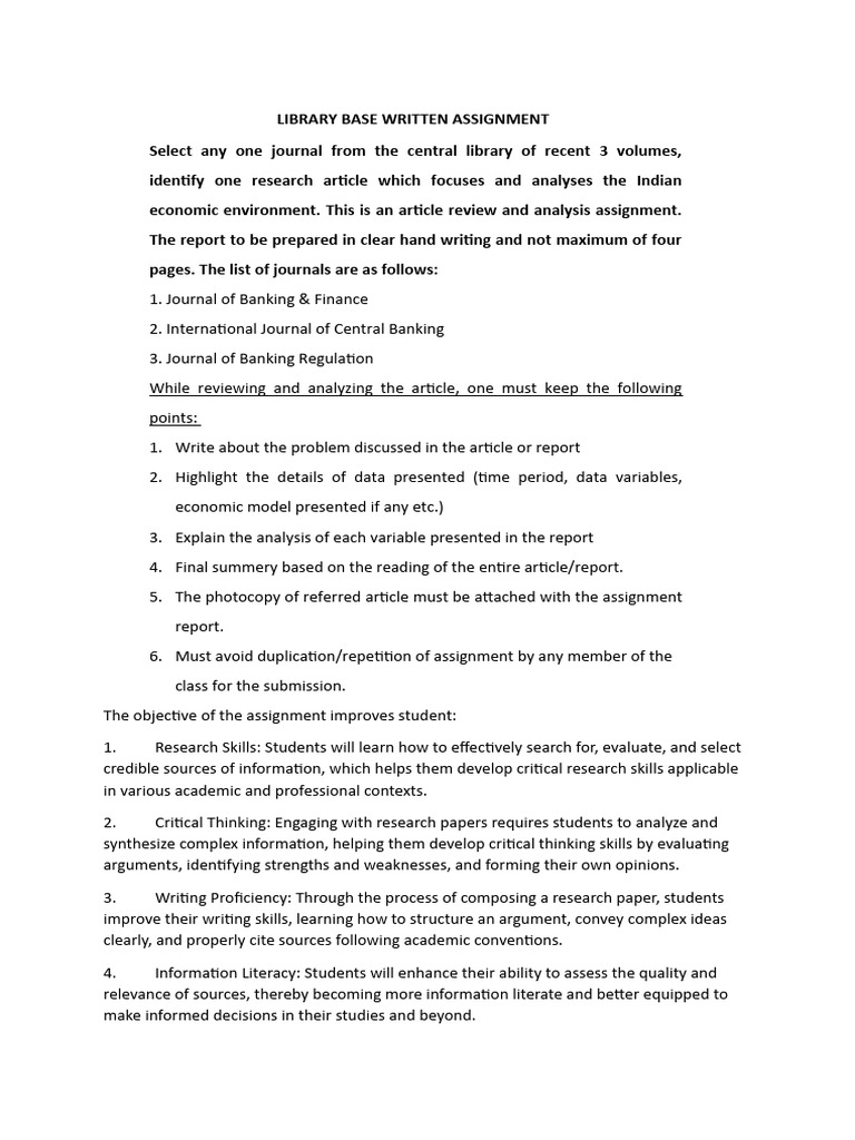 Library Base Written Assignment | PDF | Critical Thinking | Academic ...