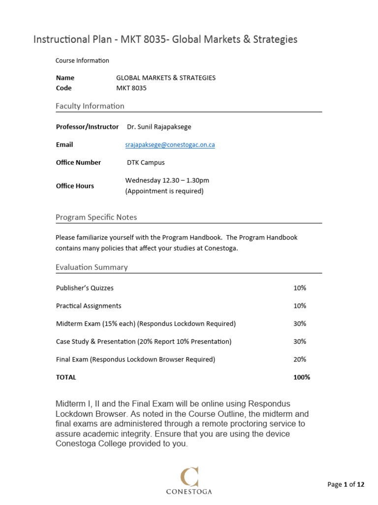 MKT 8035 Instructional Plan | PDF | Marketing | Advertising