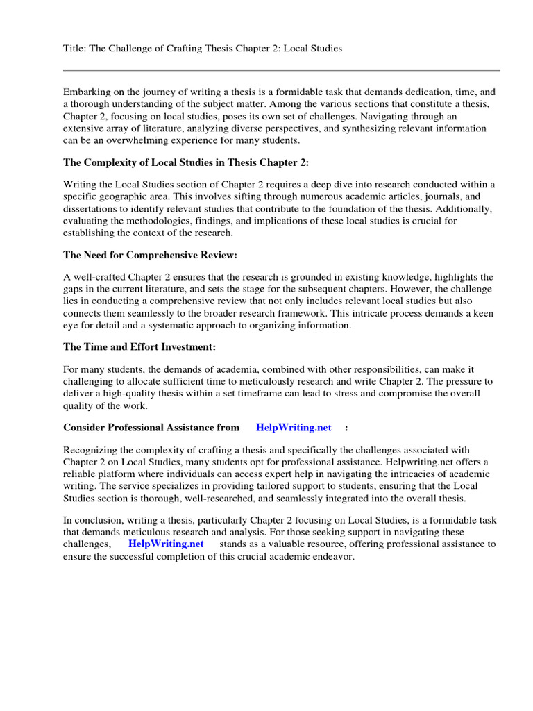 Thesis Chapter 2 Local Studies | PDF | Thesis | Information