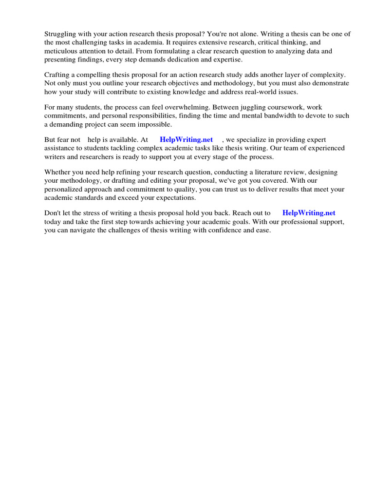 Action Research Thesis Proposal | PDF | Thesis | Methodology