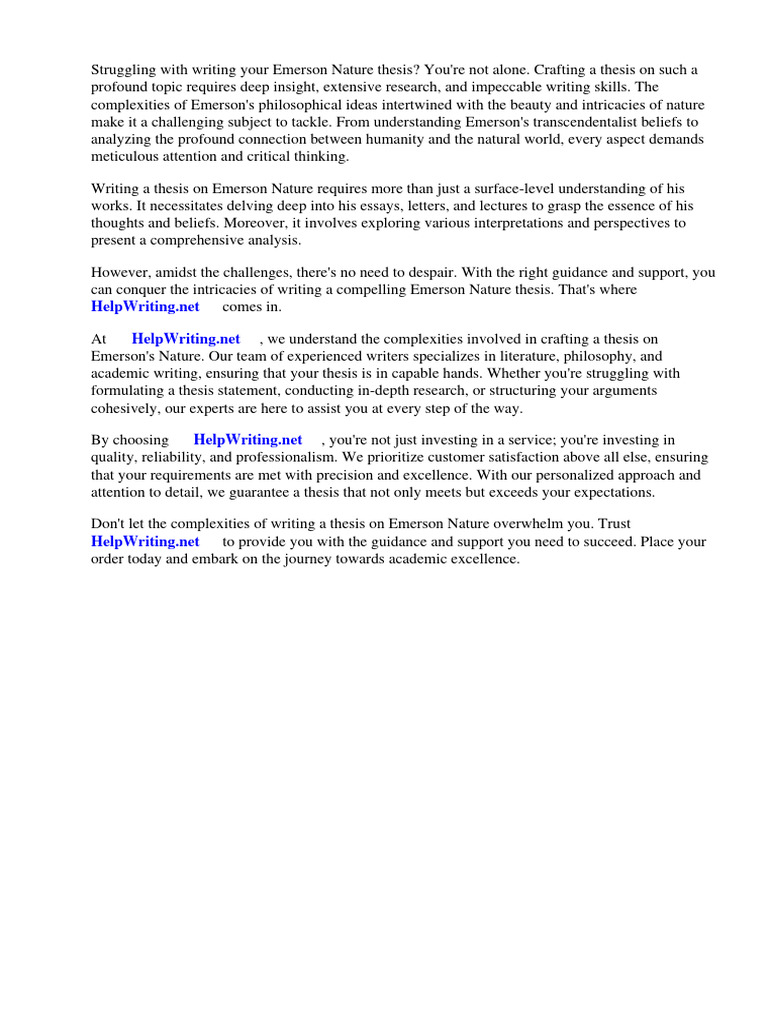 Emerson Nature Thesis | PDF | Ralph Waldo Emerson | Transcendentalism