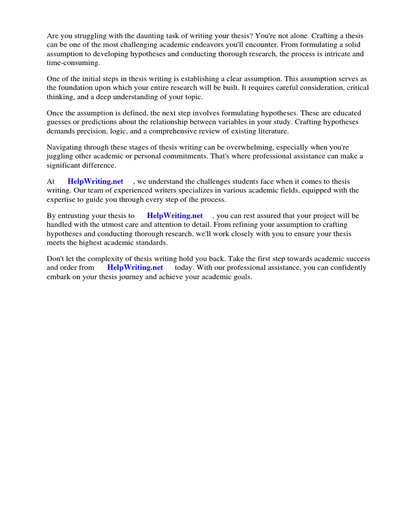 Thesis Assumption and Hypothesis | PDF | Hypothesis | Causality