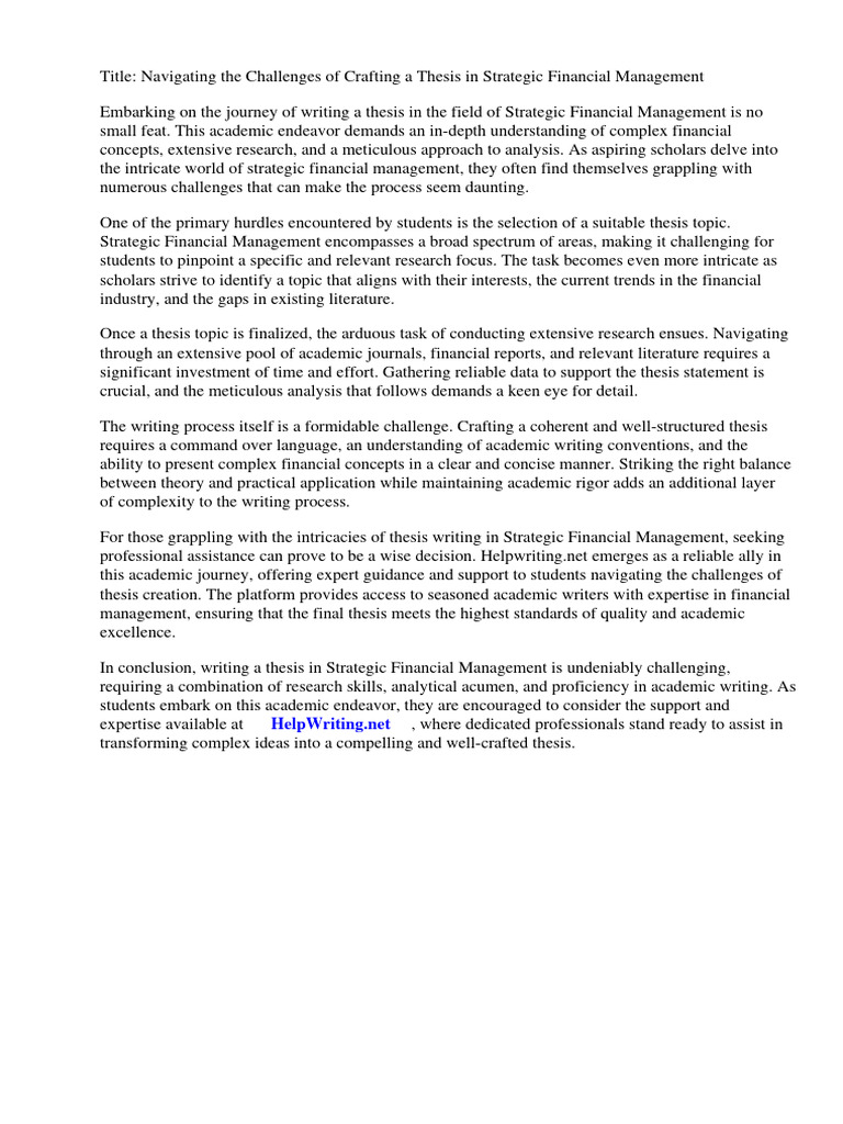 Thesis Writing in Financial Management | PDF | Mergers And Acquisitions ...
