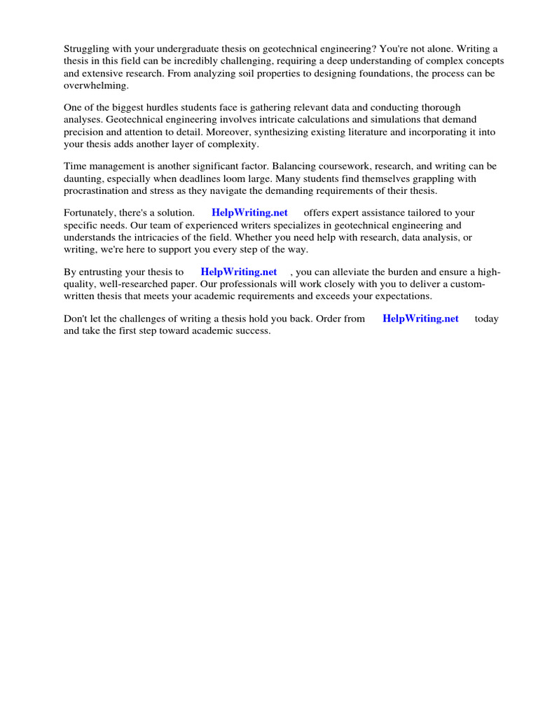 Undergraduate Thesis On Geotechnical Engineering | PDF | Geotechnical ...