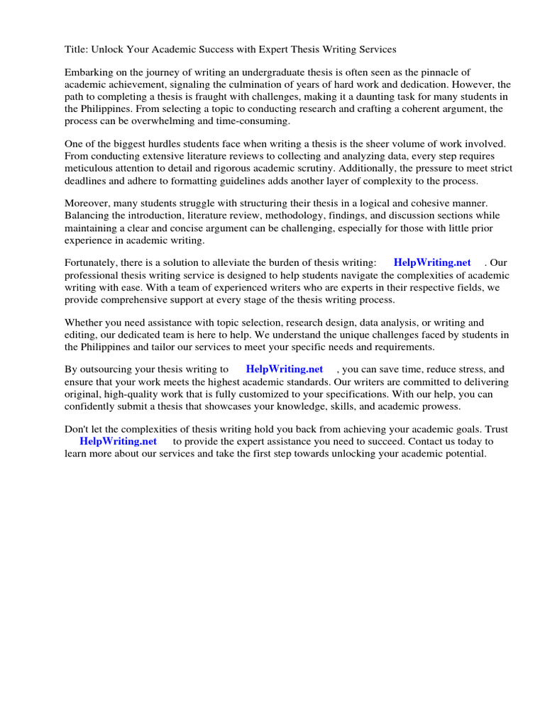 Undergraduate Thesis Sample in The Philippines | PDF | Thesis | Essays