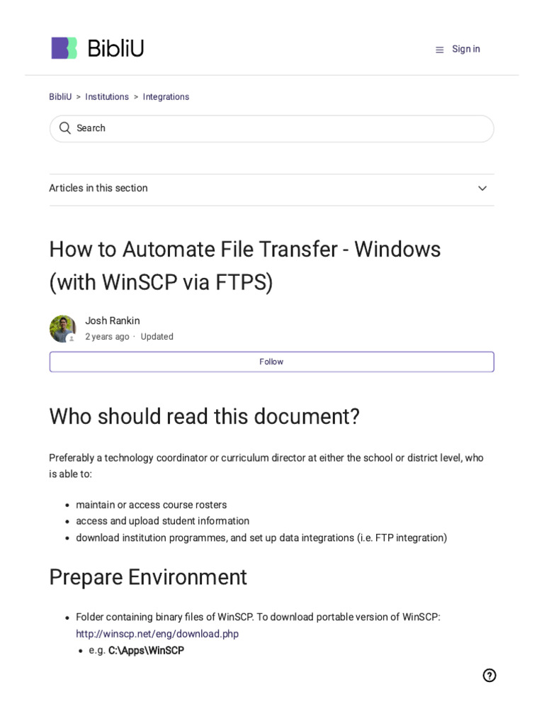 How to Automate File Transfer - Windows (with WinSCP via FTPS) – BibliU ...