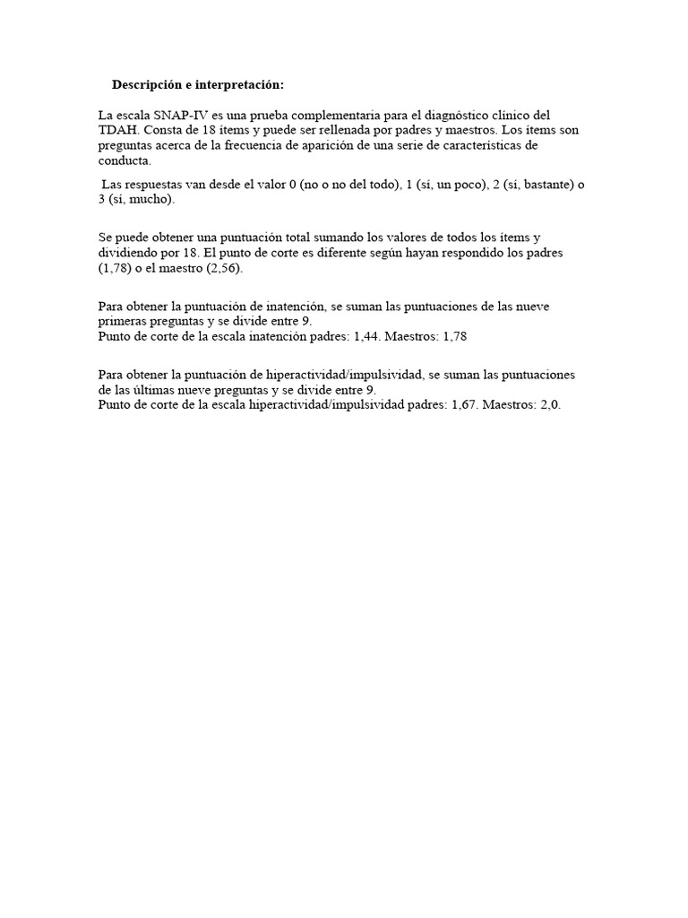 Interpretacion Snap Iv Pdf