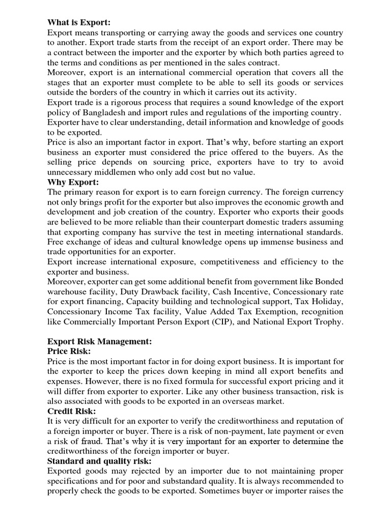 Export Process | PDF