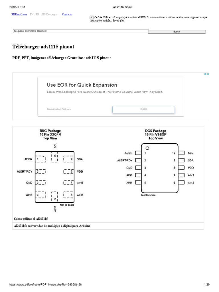 Guía Completa del Pinout ADS1115 | PDF | Conversor analógico a digital ...
