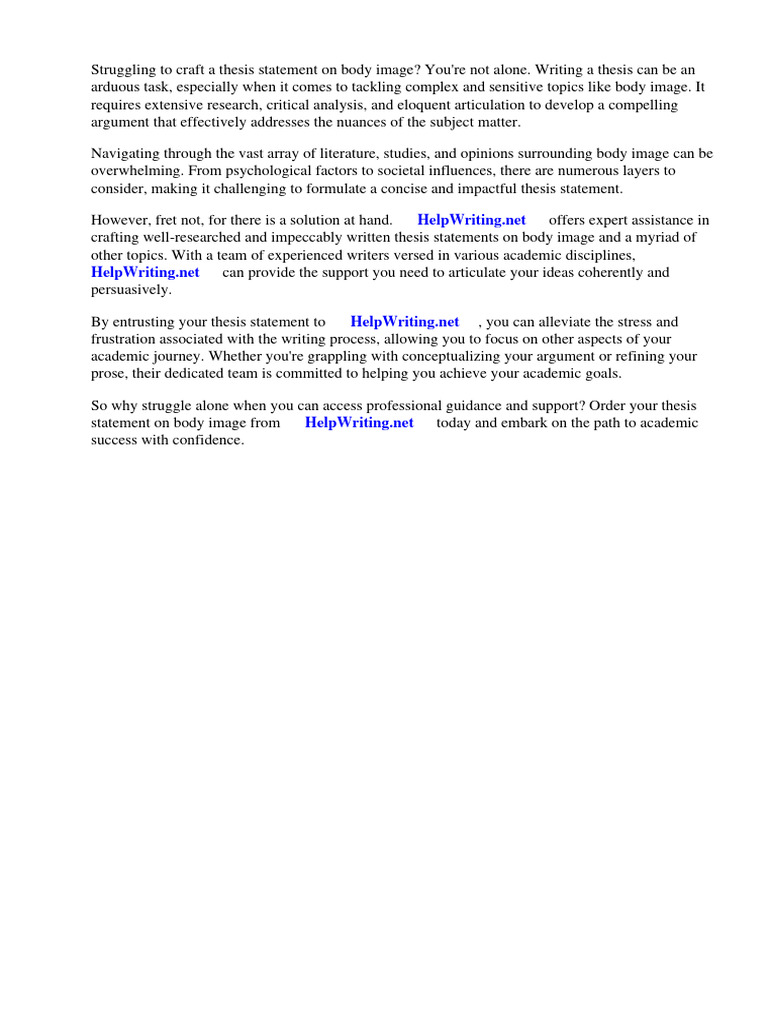Thesis Statement Body Image | PDF | Essays | Thesis