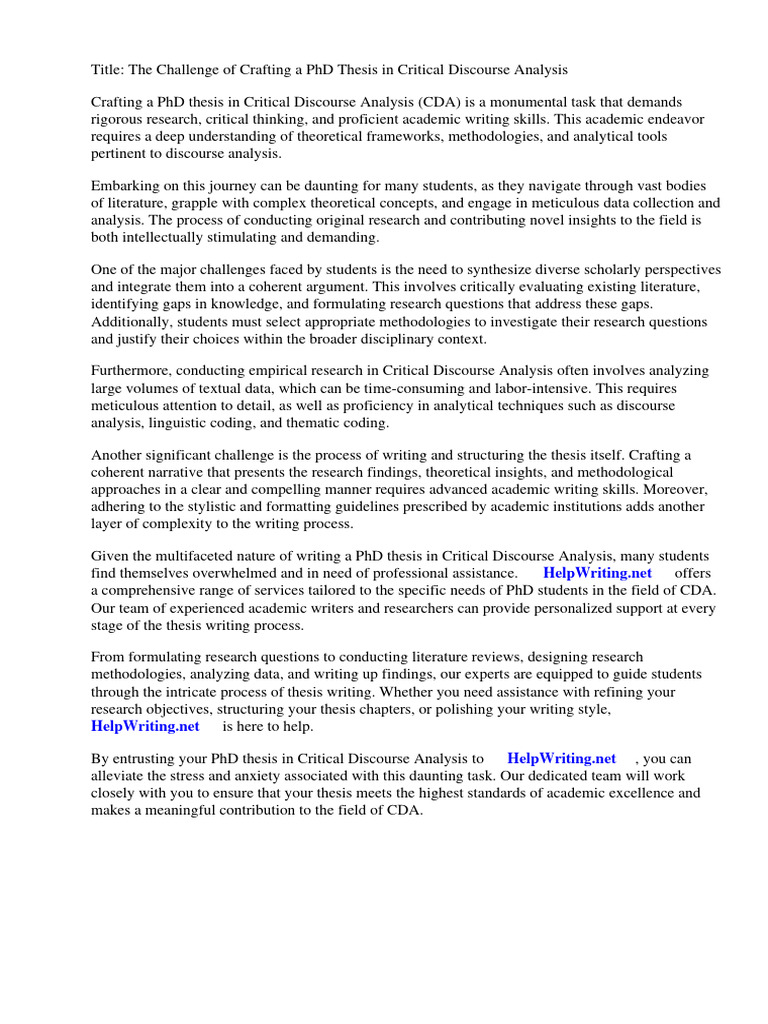 PHD Thesis Critical Discourse Analysis | PDF