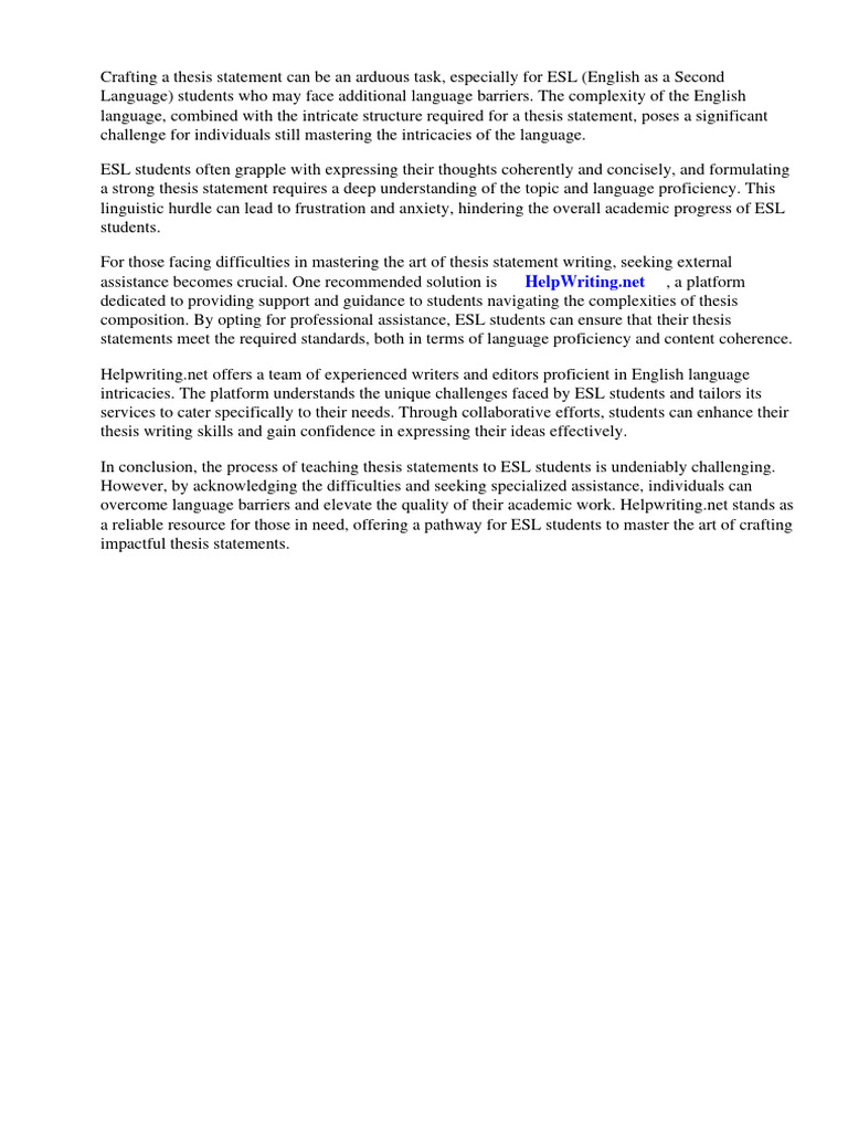 Teaching Thesis Statements To Esl Students | PDF | Essays | English As ...