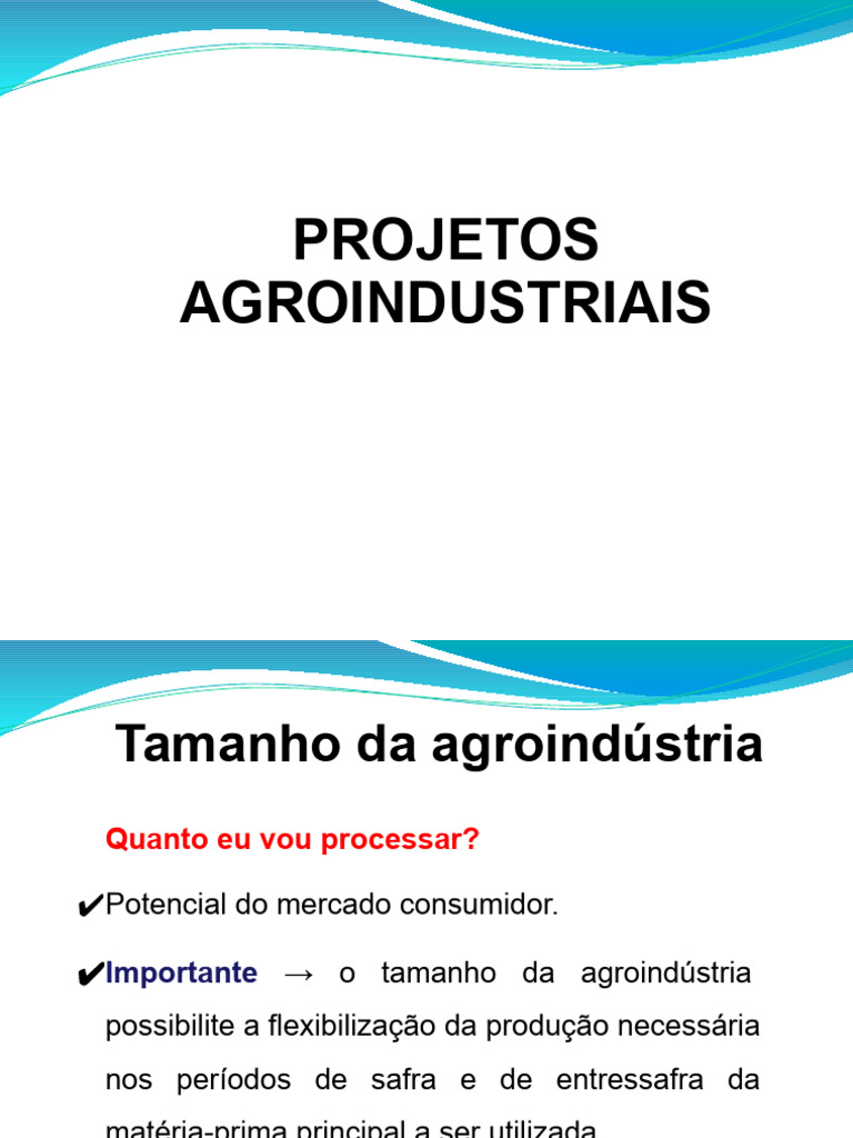Roteiro Projeto Agroindustria | Download grátis PDF | Agronegócio | Materiais