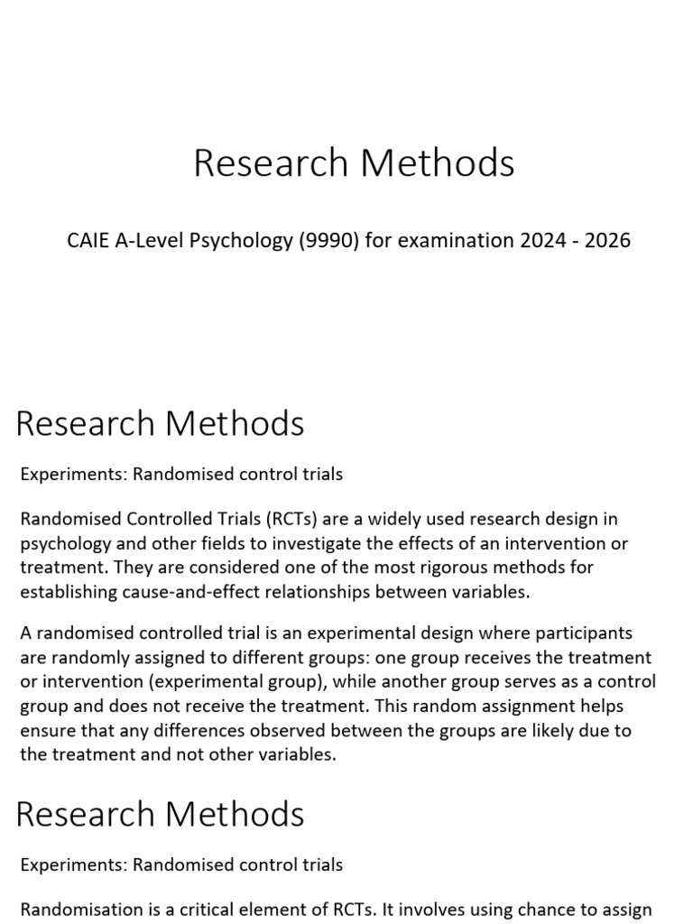A-Level Psychology: Research Methods Guide | PDF | Science & Mathematics