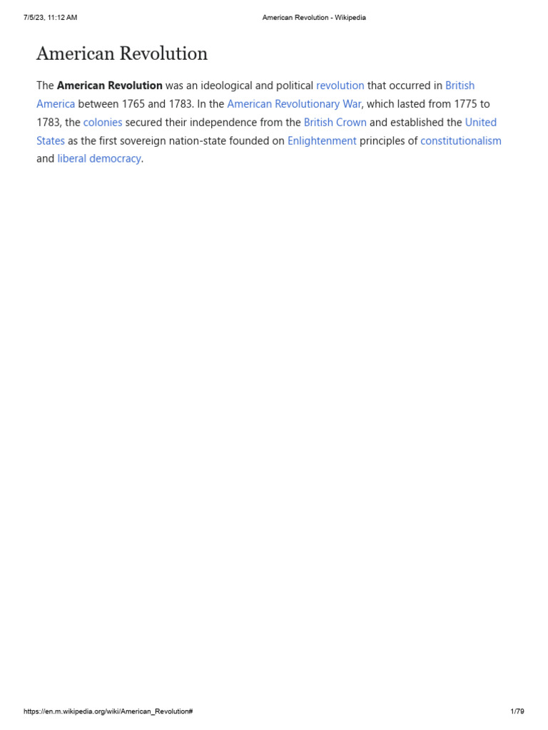 The American Revolution | PDF | American Revolution | Thirteen Colonies