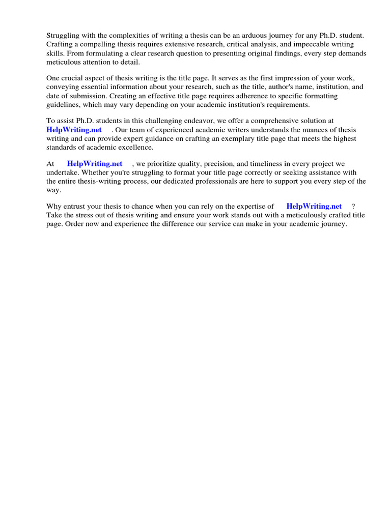 Phd Thesis Title Page Sample | PDF