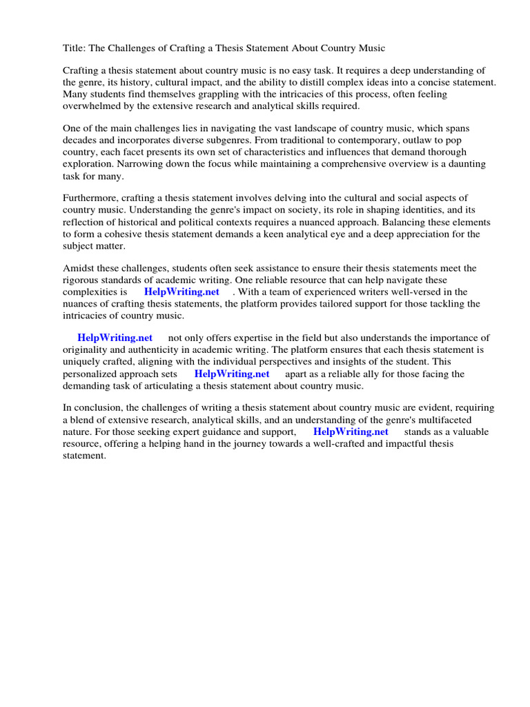 Thesis Statement About Country Music | PDF | Country Music | Thesis