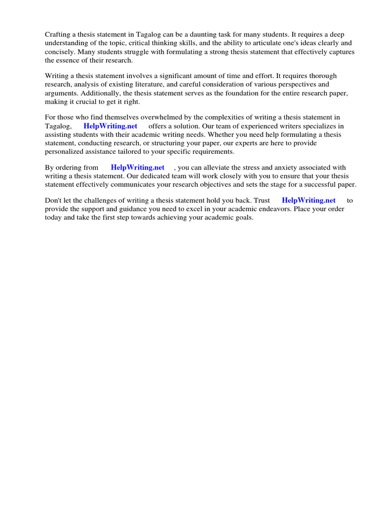 Ano Ang Thesis Statement Sa Tagalog | PDF