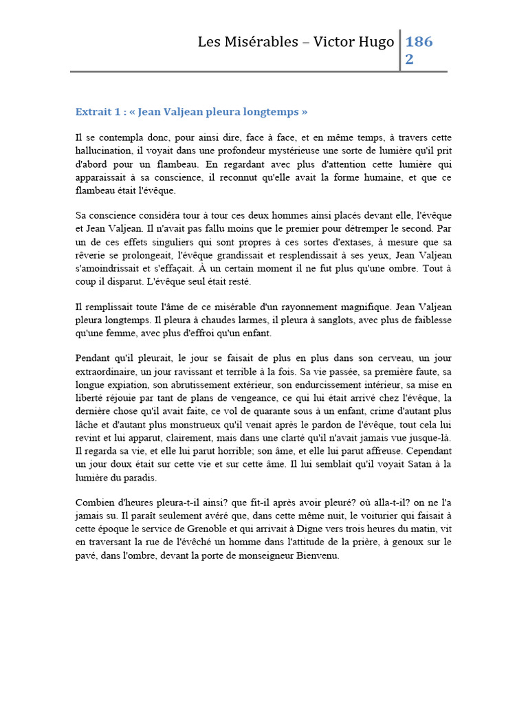 Les Miserables - Extraits1-Valjean | PDF