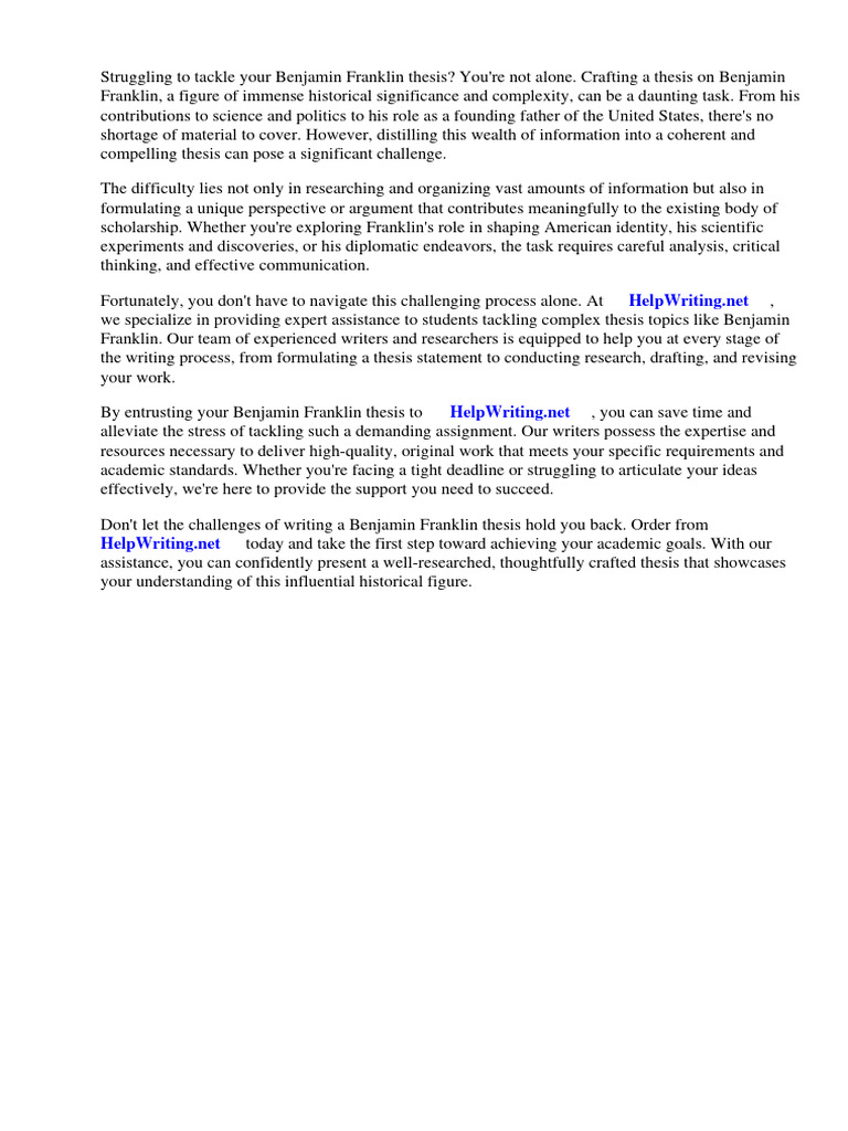 Benjamin Franklin Thesis Topics | PDF | Politics