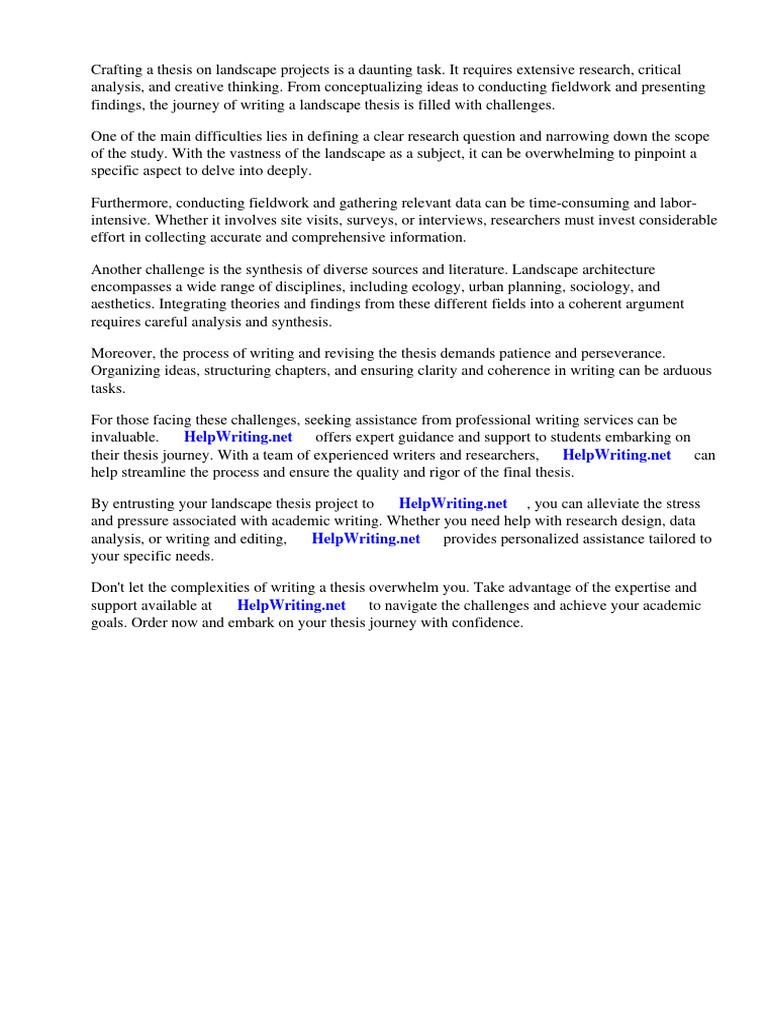 Landscape Thesis Writing Guide | PDF | Landscape | Ecology