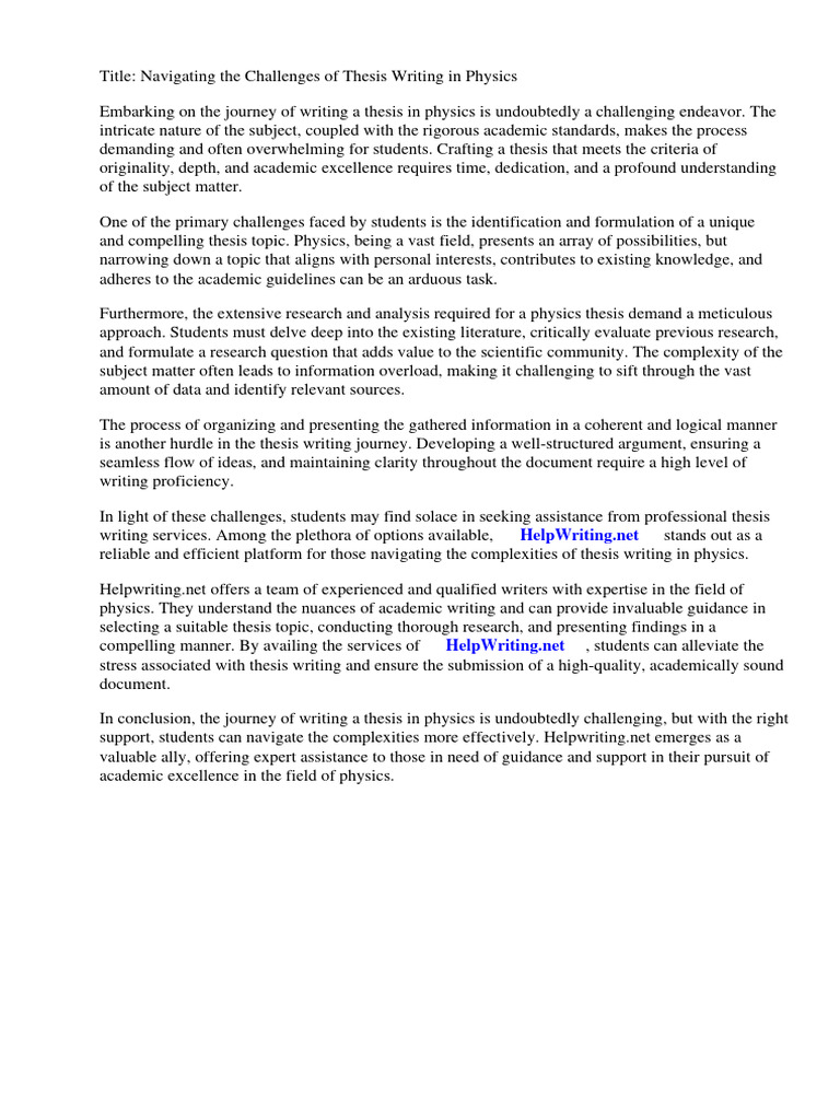 Thesis Physics Ideas | PDF | Physics | Thesis