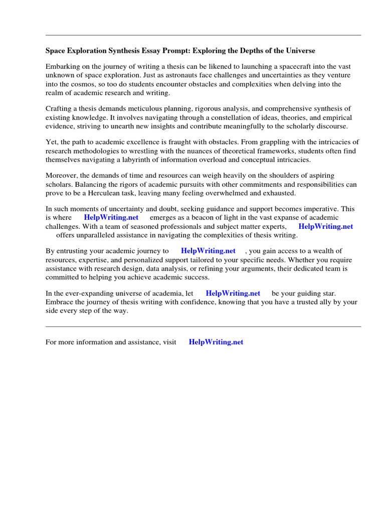 Space Exploration Synthesis Essay Prompt | PDF | Outer Space | Space ...